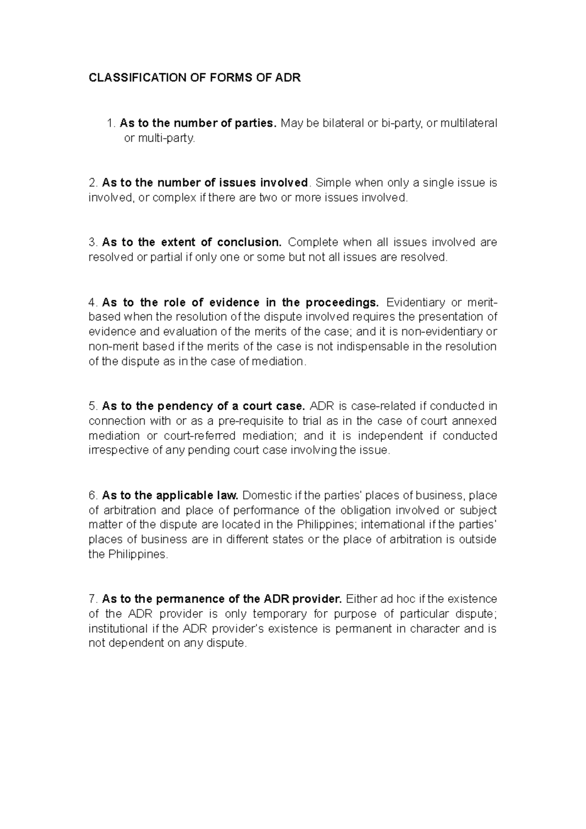 Classification of ADR Forms: Key Aspects Explained - Studocu