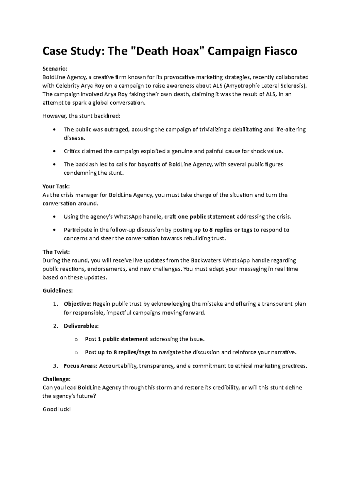 Case 1 Avatar BW'25 - crisp PR case - Case Study: The "Death Hoax ...