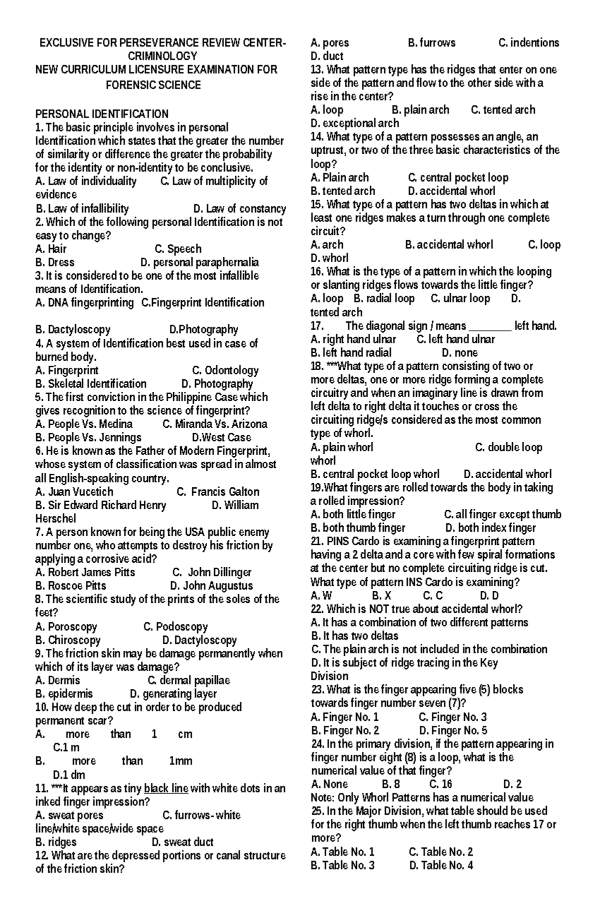 Forensic Science Review Notes for Licensure Exam (CRIM 101) - Studocu