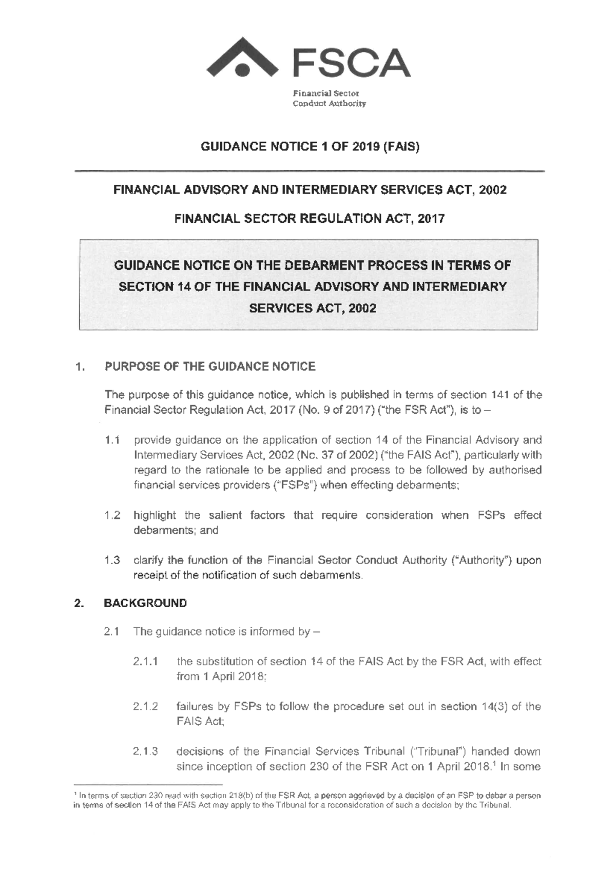 Guidance Notice on Debarment Process Under FAIS Act (2019) - Studocu