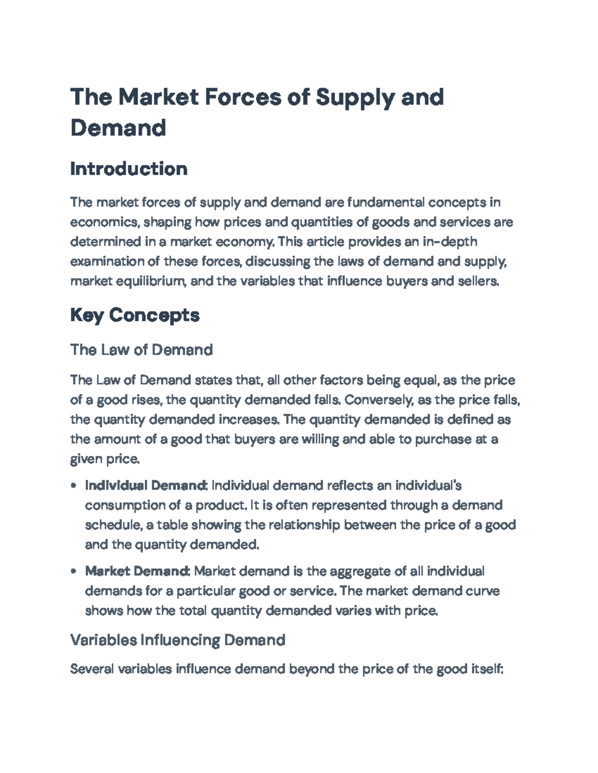 ECON101 Final Exam Notes: Market Forces of Supply and Demand - The ...