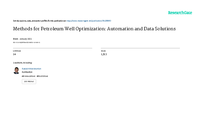 Methods for Petroleum Well Optimization: Automation & Data Solutions ...