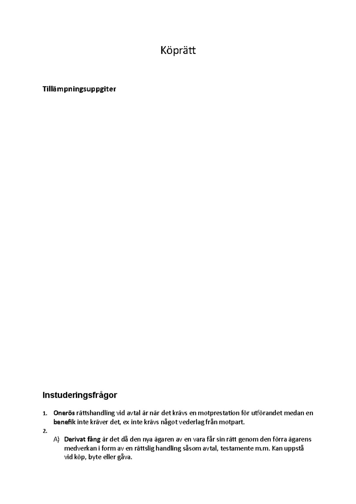 Köprätt sem 3 - frågor - Köprät Tillämpningsuppgiter Instuderingsfrågor ...