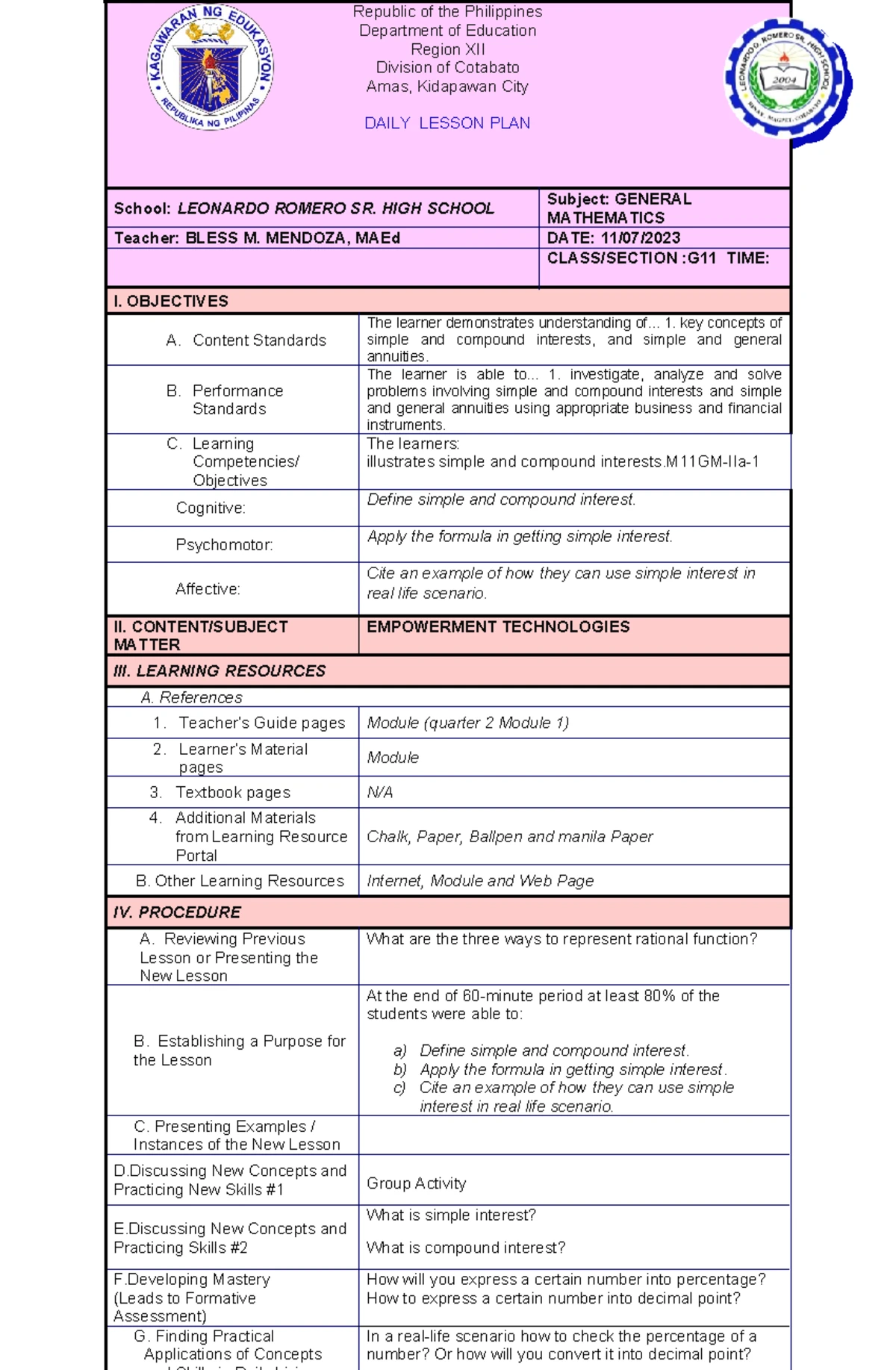 Lesson Plan on Pleasant and Unpleasant Sound (SCI V) - Studocu