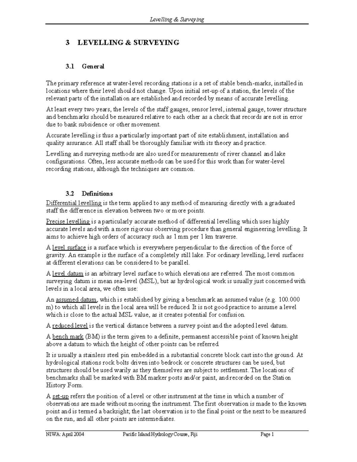 Levelling Surveying 3: Techniques and Equipment Overview - Studocu