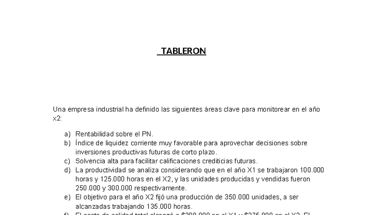 EJ Tableron - Análisis de Rentabilidad y Productividad 202X - Studocu