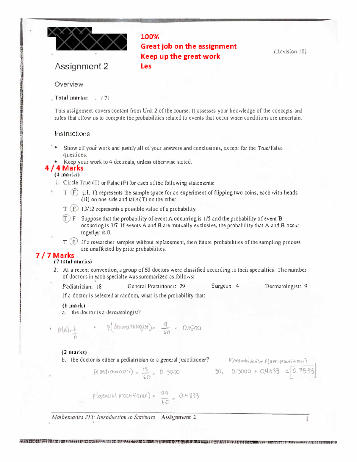 Mathematics 215: Assignment 2 Solutions and Overview - Studocu