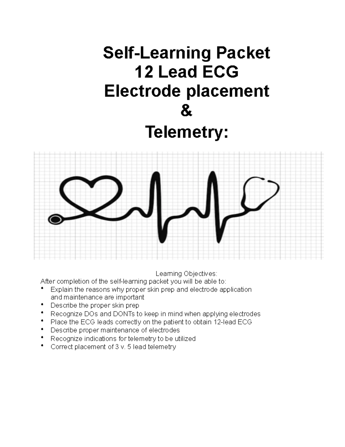 Self-Learning Packet on 12 Lead ECG Electrode Placement & Telemetry ...
