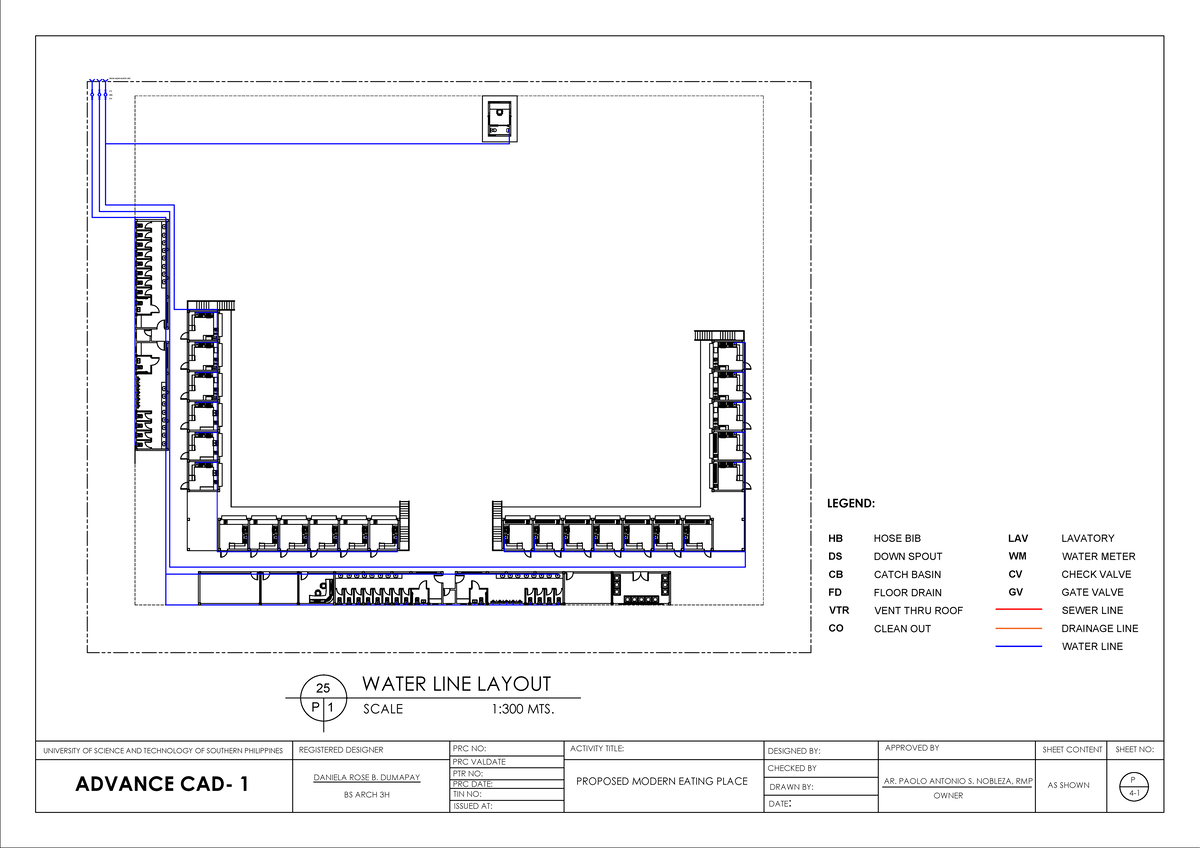 Proposed Food Park Water Line Layout - ADVANCE CAD-1 - Studocu