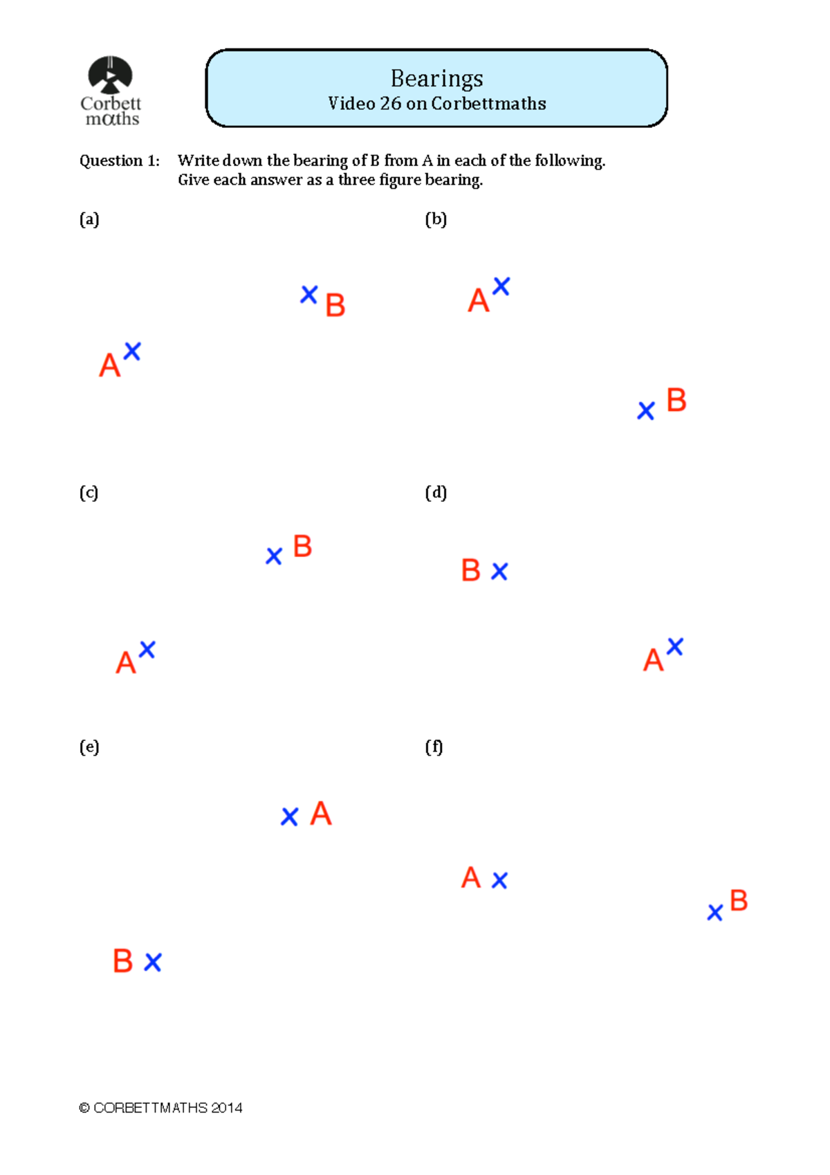 Bearings Exercise 26: Corbettmaths Questions & Solutions - Studocu
