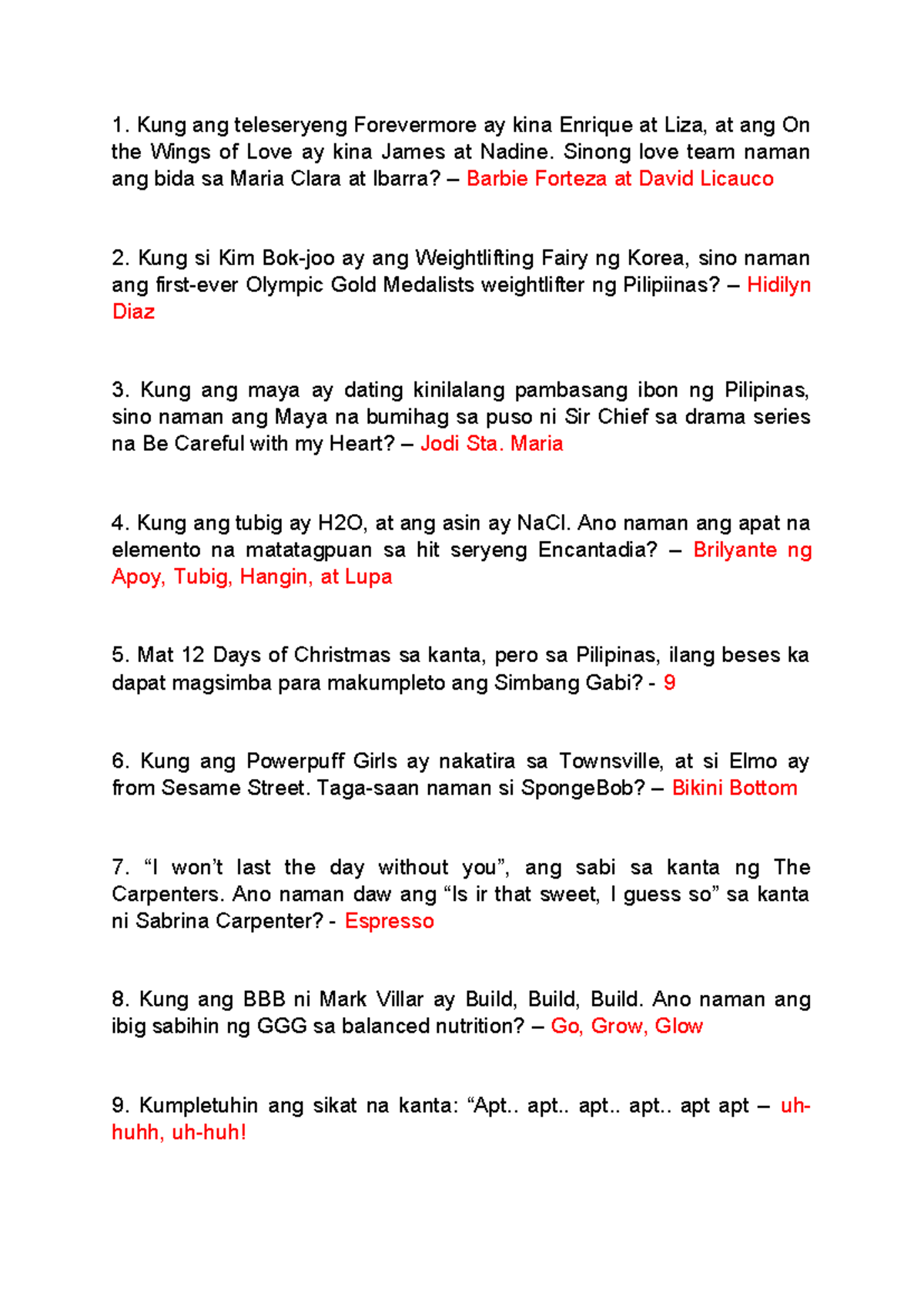 ANG Tanong: Quiz on Filipino Culture and Trivia - Studocu