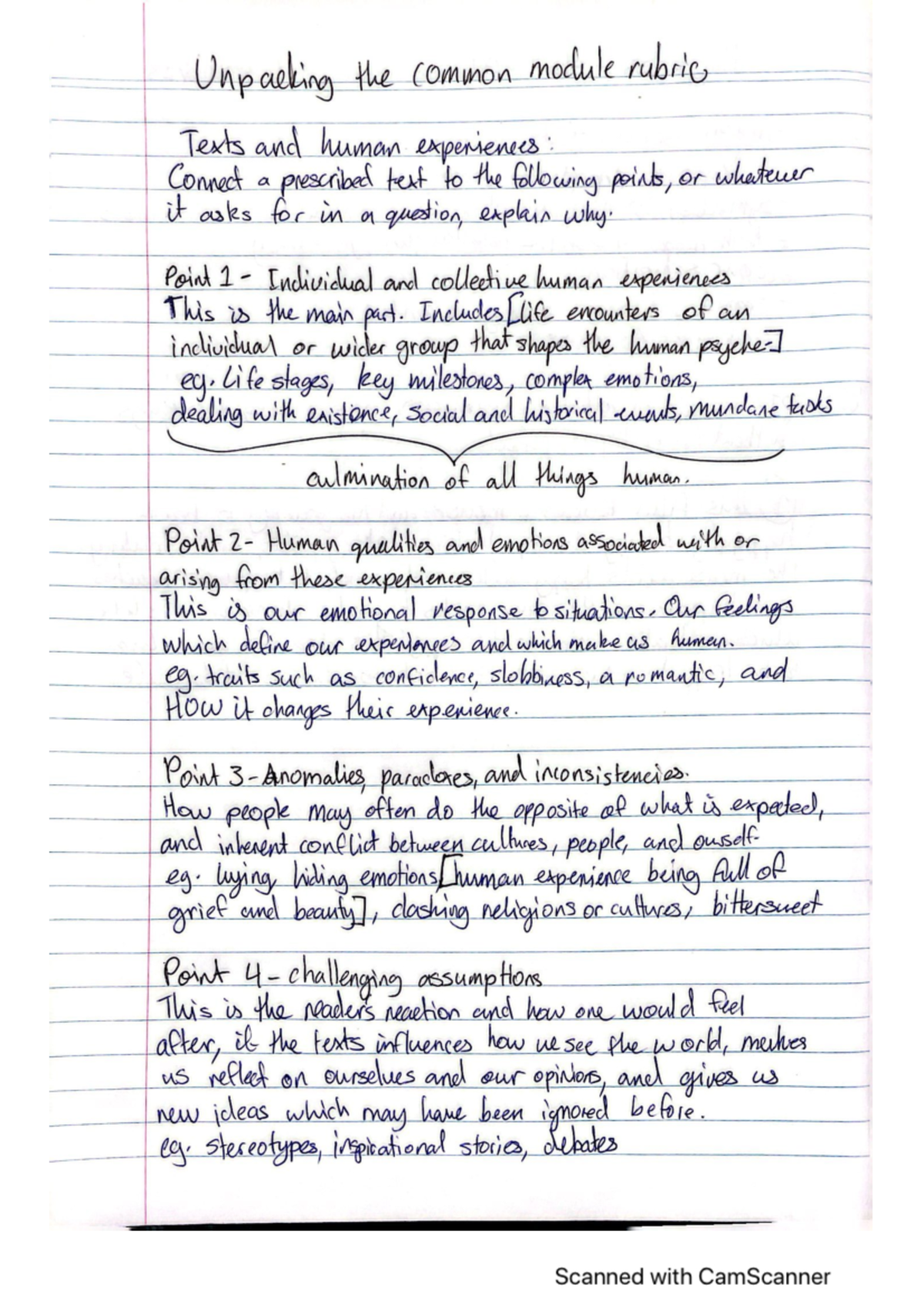 Common Module Cheat Sheet: Texts and Human Experiences Overview - Studocu