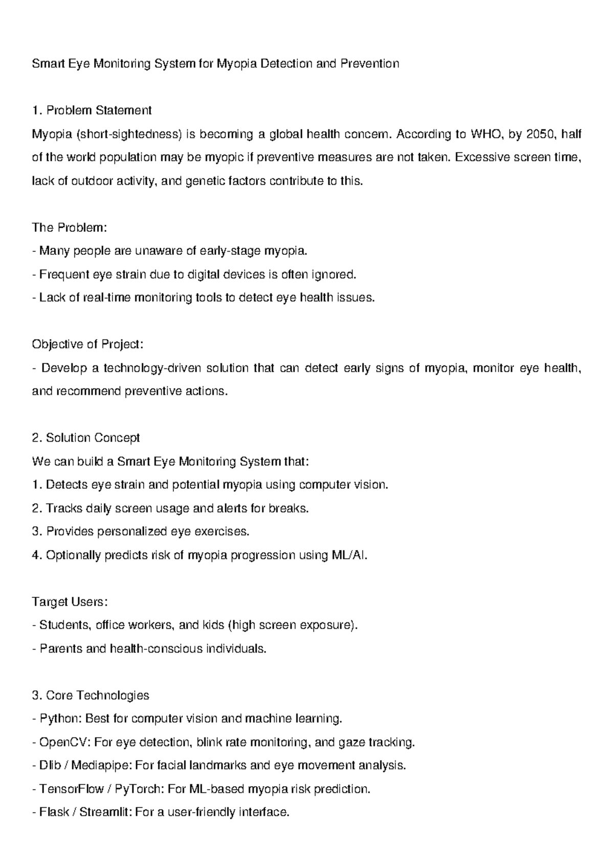 Myopia Detection & Prevention System Project Guide (CS101) - Studocu