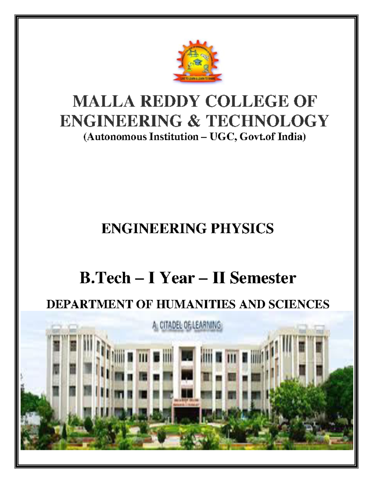 Engineering Physics (R-18) - Harmonic Oscillations and Wave Optics ...