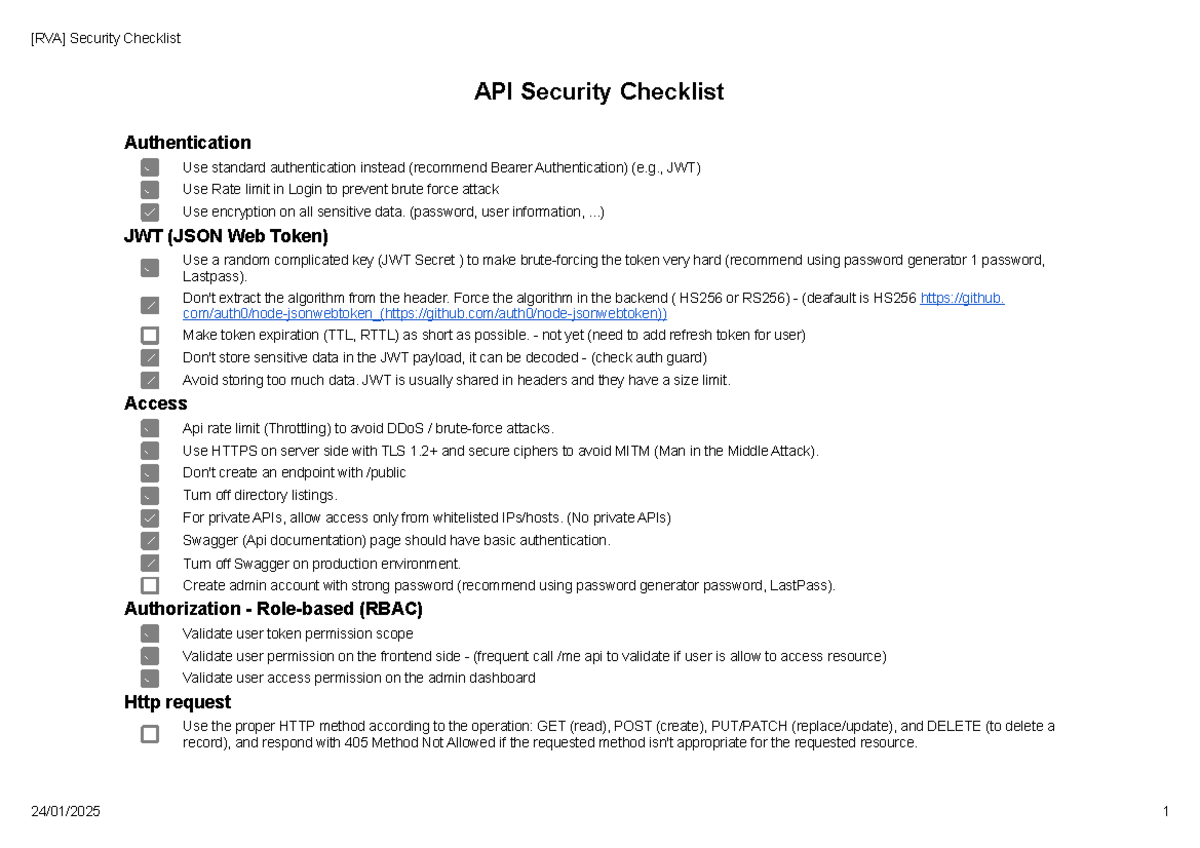 [RVA] API Security Checklist: Best Practices for Authentication and ...