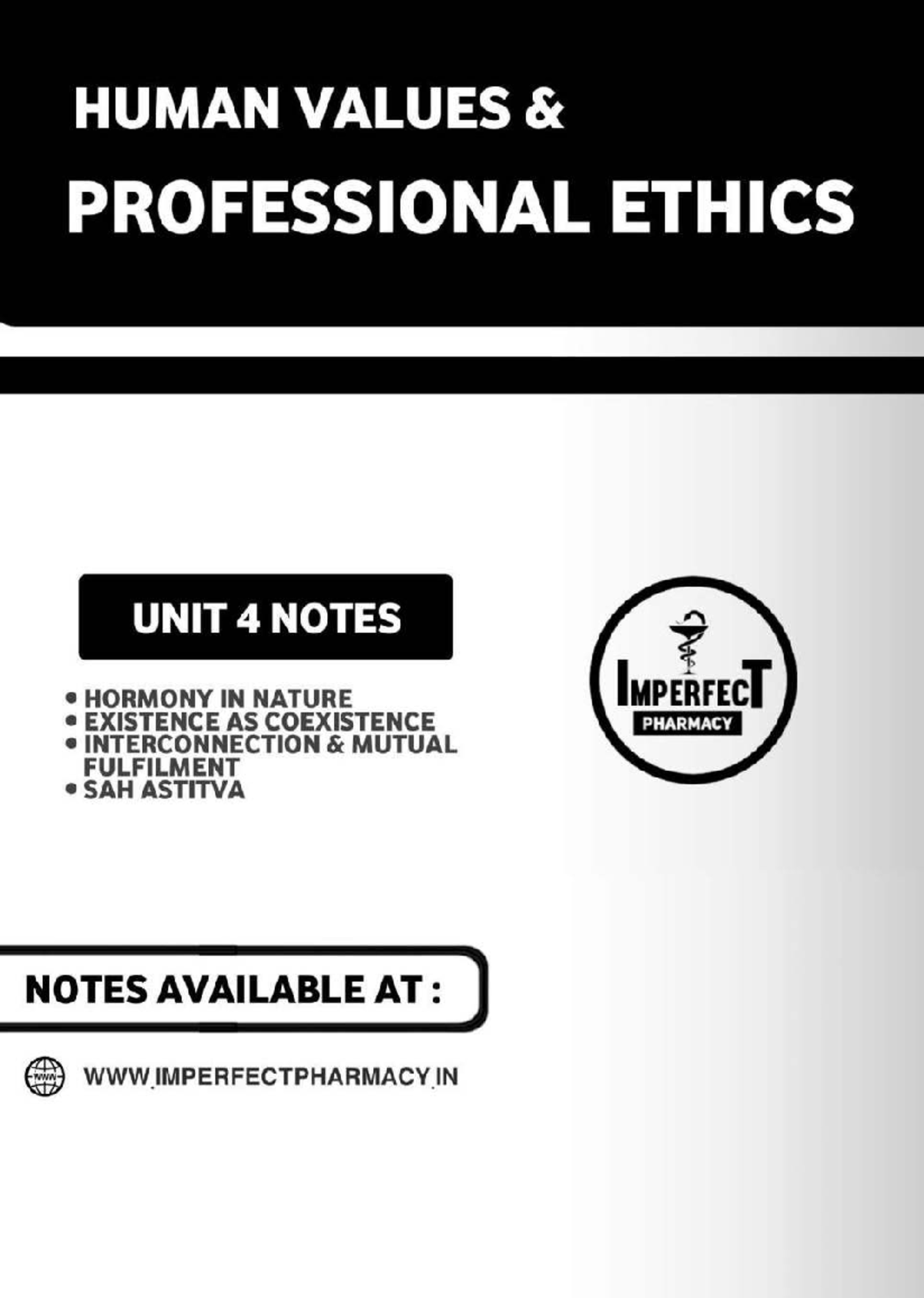 Unit 4: Human Values & Ethics in Pharmacy - Compressed Notes - Studocu
