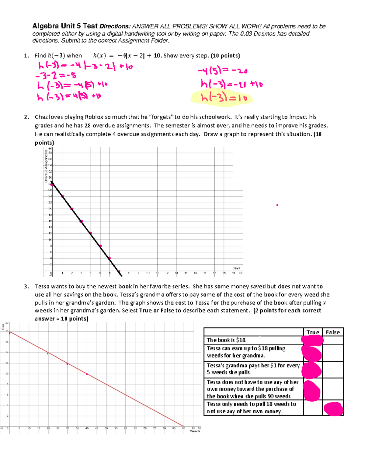 Algebra (MATH101) Unit 5 Test - Brianda Jimenez Answers & Methods - Studocu