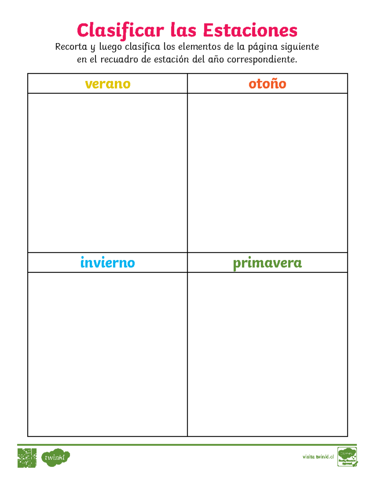 Guía estaciones del año - Educ. Básica Matemáticas - Clasificar las ...