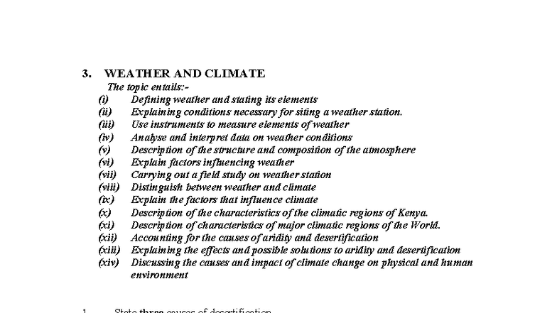 Weather and Climate: Key Concepts and Analysis - Q Course - Studocu