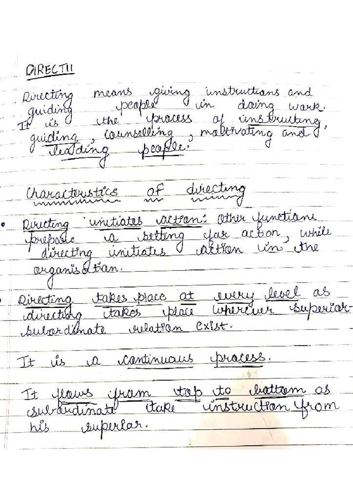 Directing 1 - Lecture Notes on Leadership and Motivation - Studocu