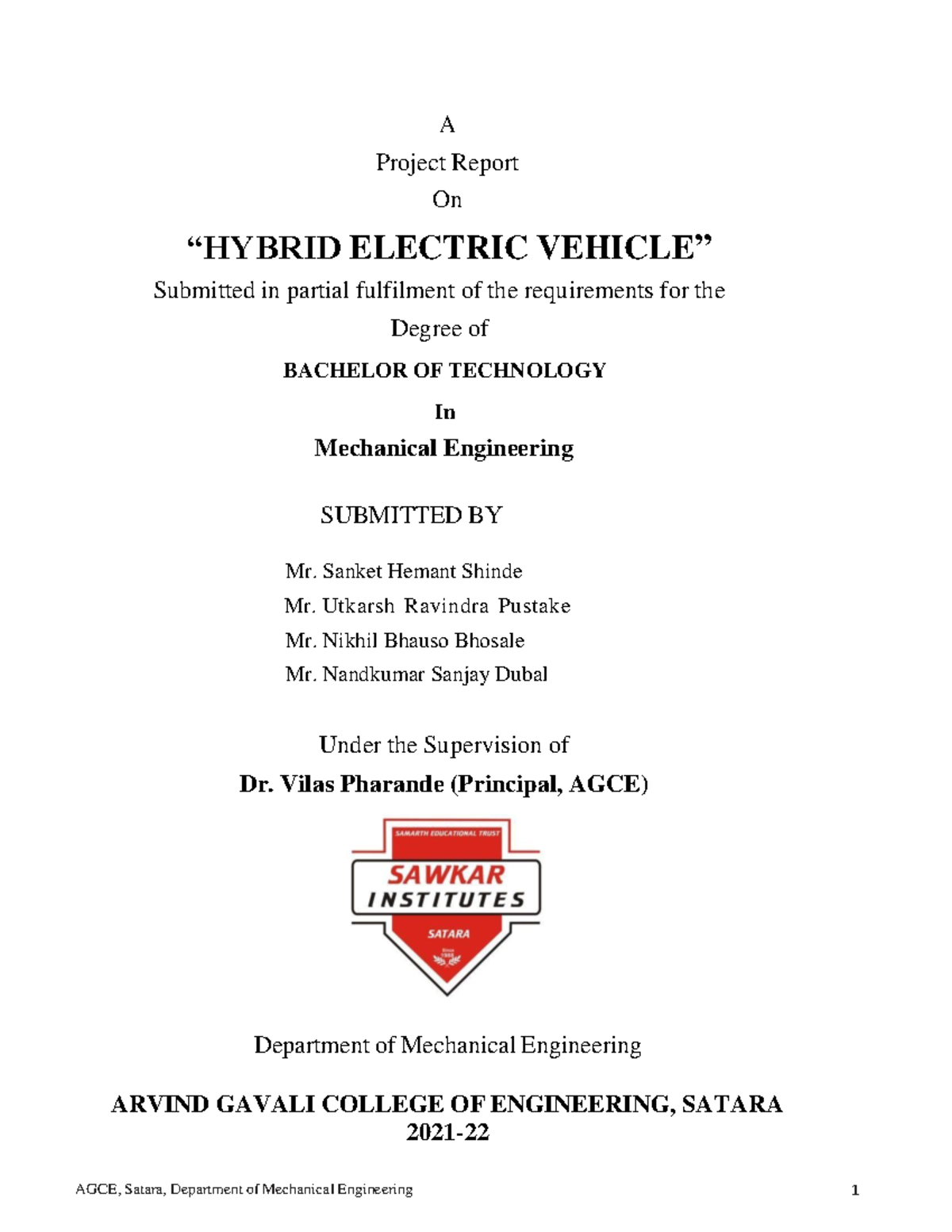 Final Project Report on Hybrid Electric Vehicle (ME-Project-8) - Studocu