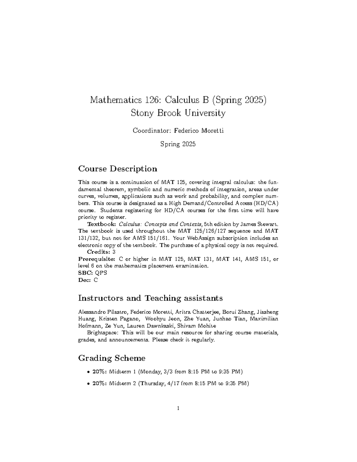 Mat126 - Mat 126 Notes - Mathematics 126: Calculus B (Spring 2025 ...