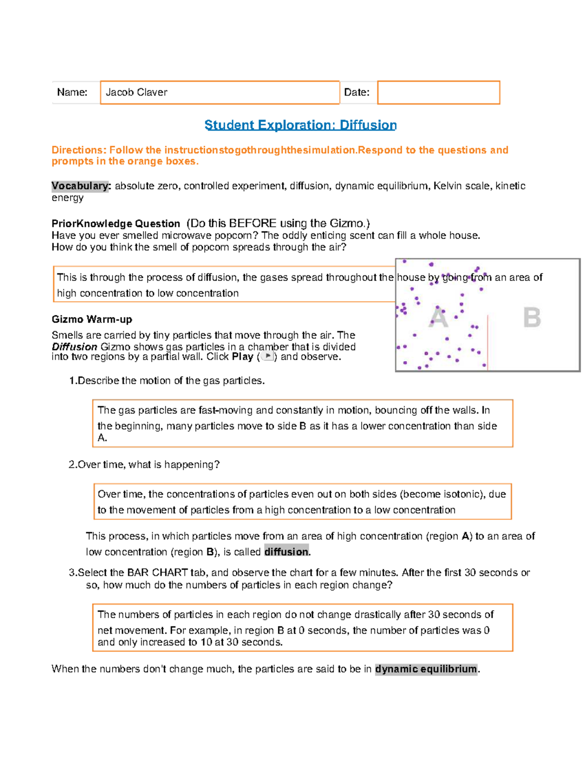 Exploration of Diffusion: Gizmo Simulation Insights - Studocu