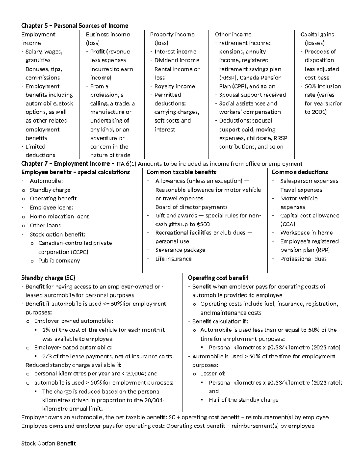 Unit 6 - notes - Chapter 5 – Personal Sources of Income Employment ...