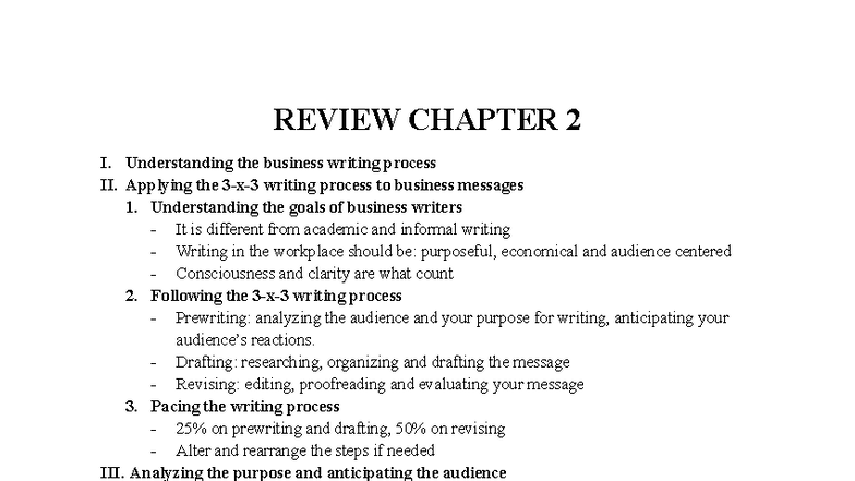 REVIEW CHAPTER 2: Business Writing Process Overview - Studocu