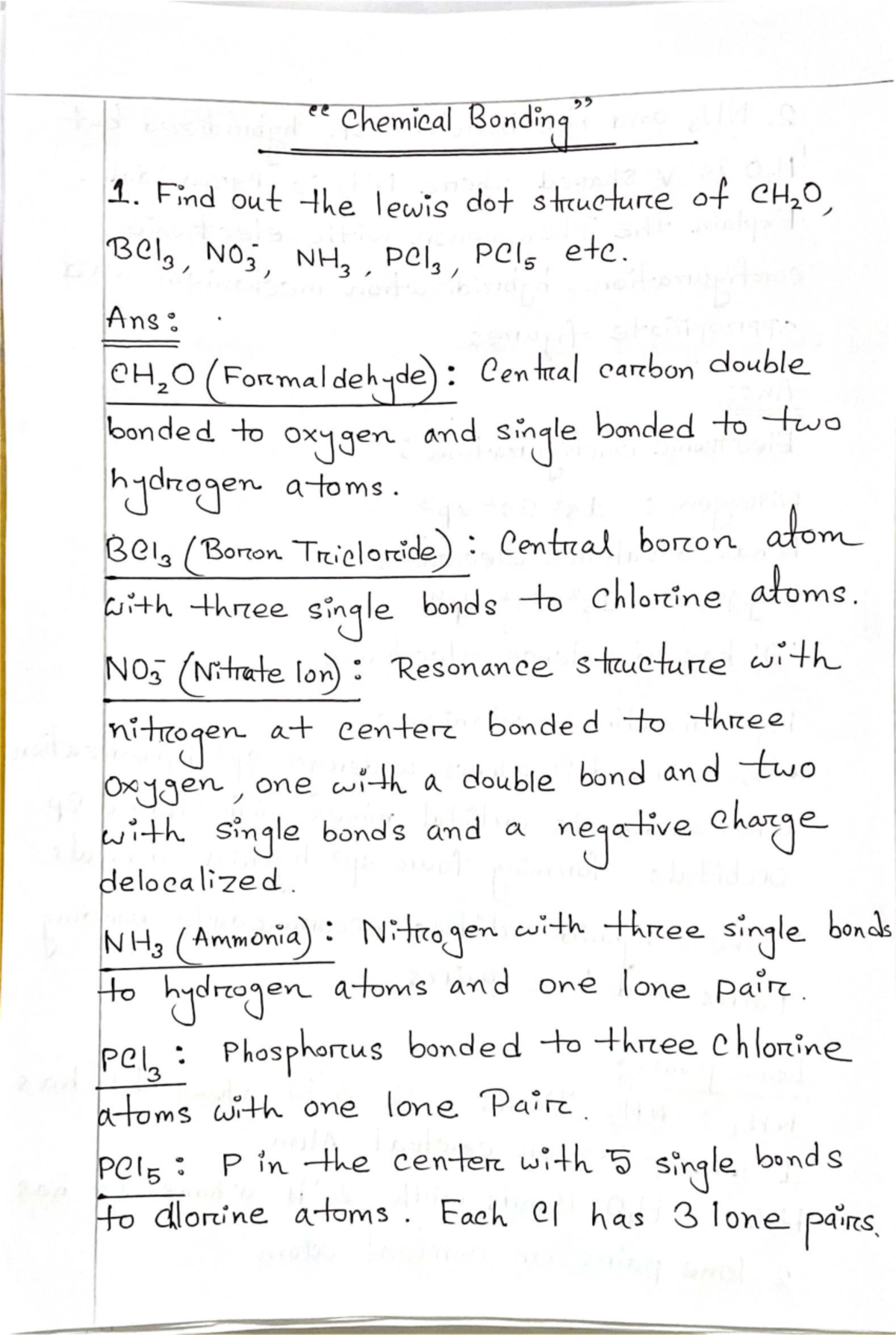 Chemical Bonding Assignment: Lewis Structures & Hybridization Analysis ...