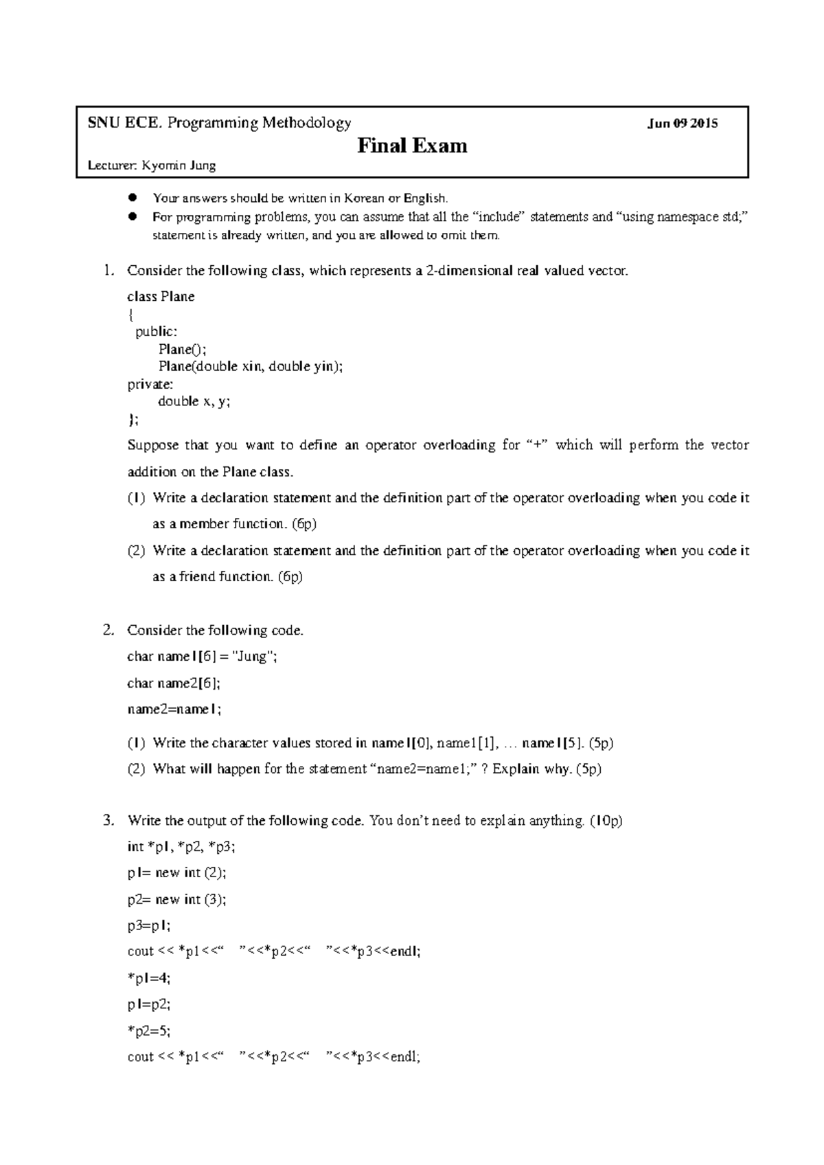 2015 SNU ECE PM Final Exam Questions & Answers - Studocu