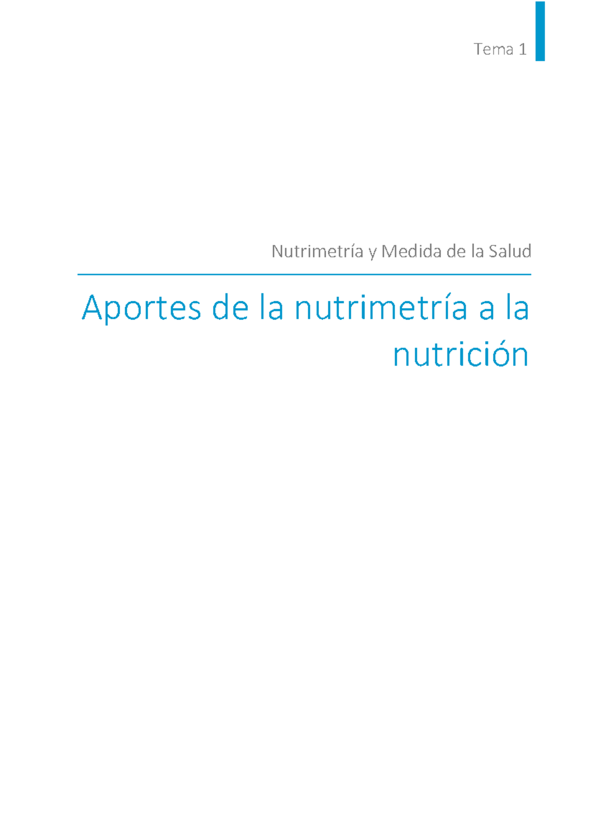 Tema 1: Nutrimetría y Medida de la Salud - Ideas Clave UNIR - Studocu