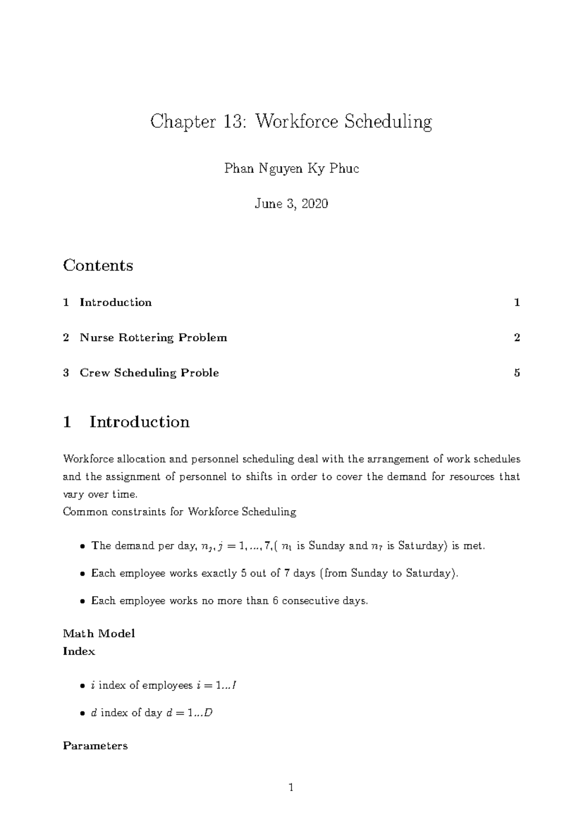 Chapter 13- Final review of exam and cplex - Chapter 13: Workforce ...