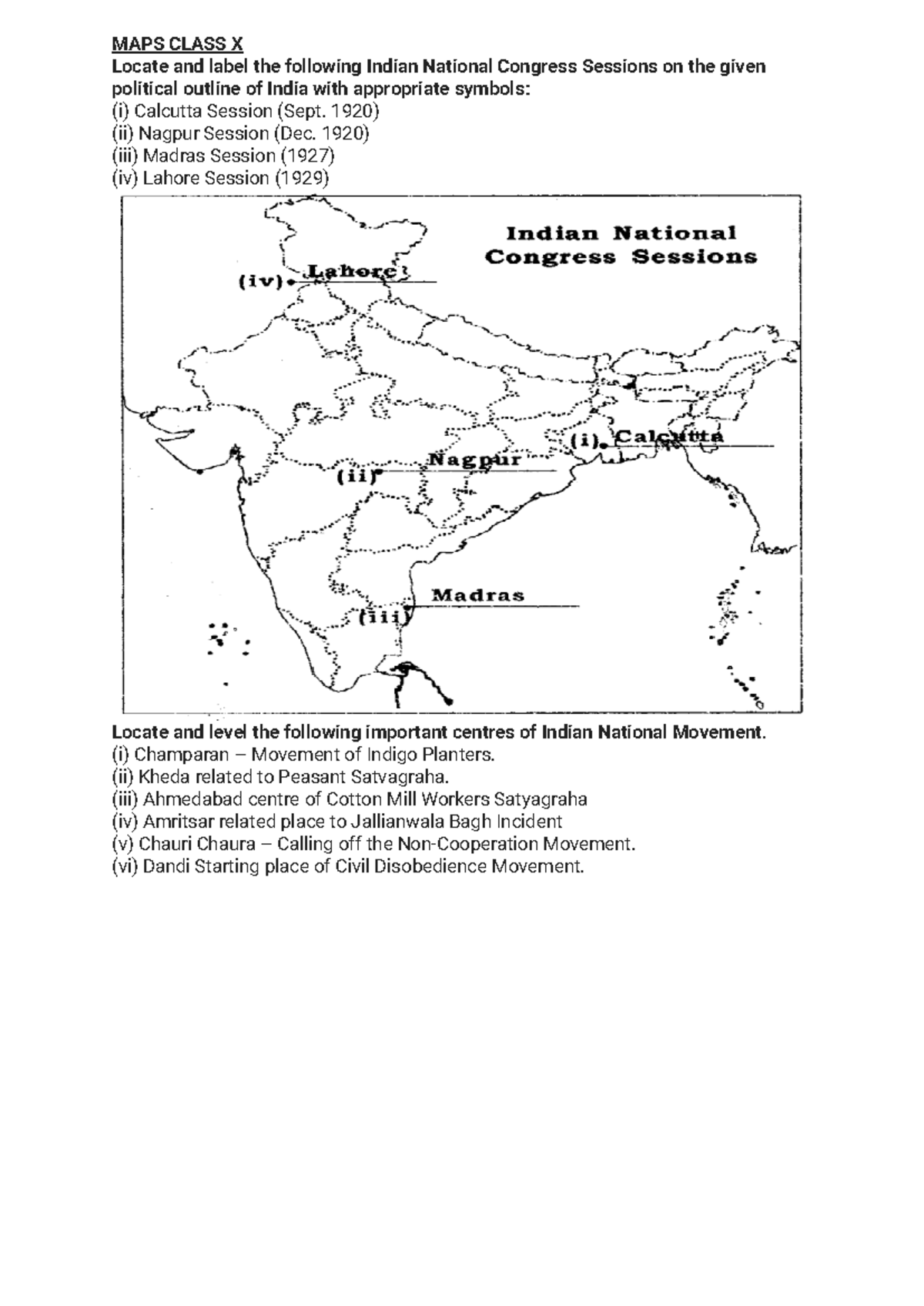 Topics OF MAP STD X - Map - MAPS CLASS X Locate and label the following ...