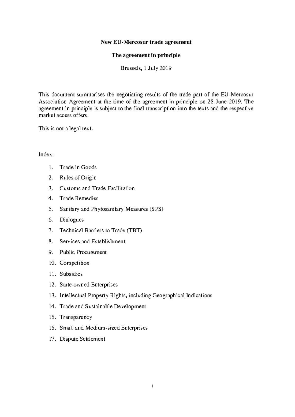 2019 EU-Mercosur Trade Agreement Summary and Key Provisions - Studocu