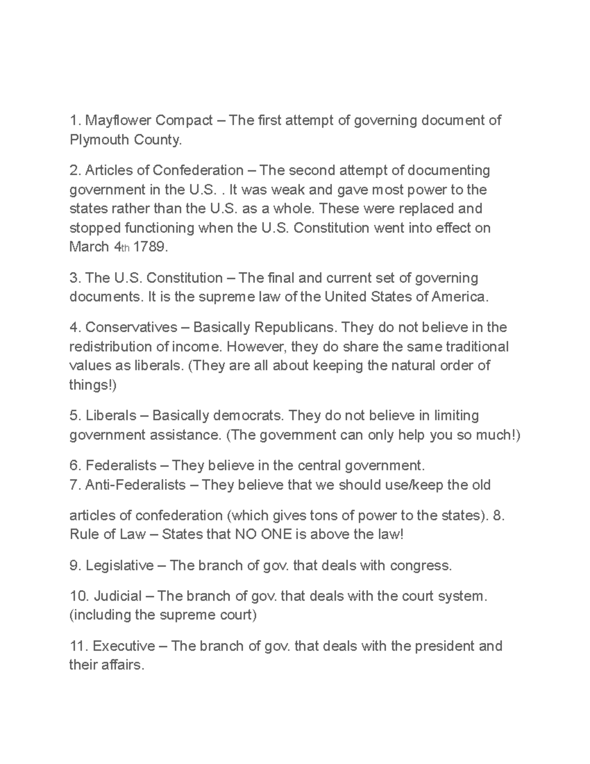 Key Terms and Concepts on U.S. Government (POL 101) - Studocu