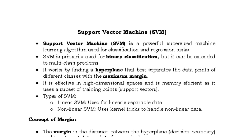 SVM 101: Understanding Support Vector Machines for Classification - Studocu