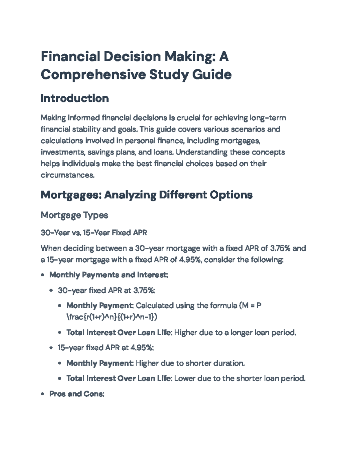 Financial Decision Making: A Comprehensive Study Guide (FIN101 ...