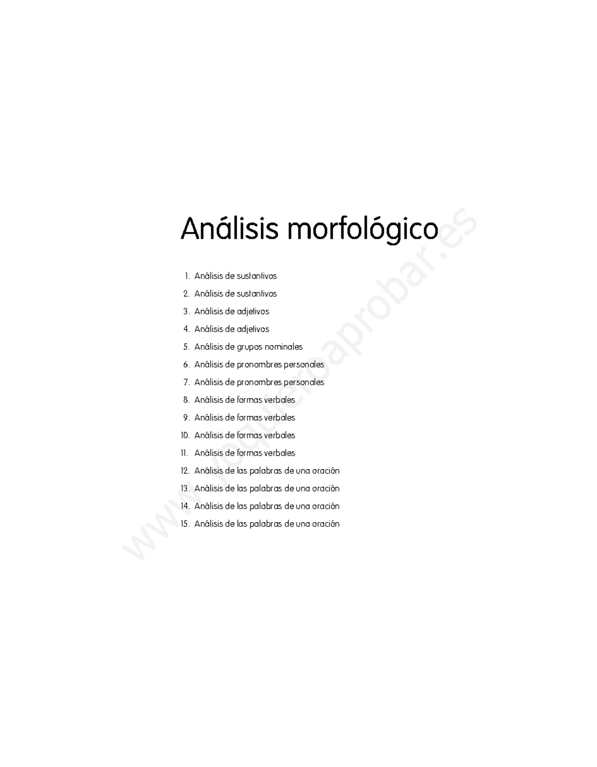 Ejercicios de Análisis Morfológico - Ficha de Ejercicios - Studocu