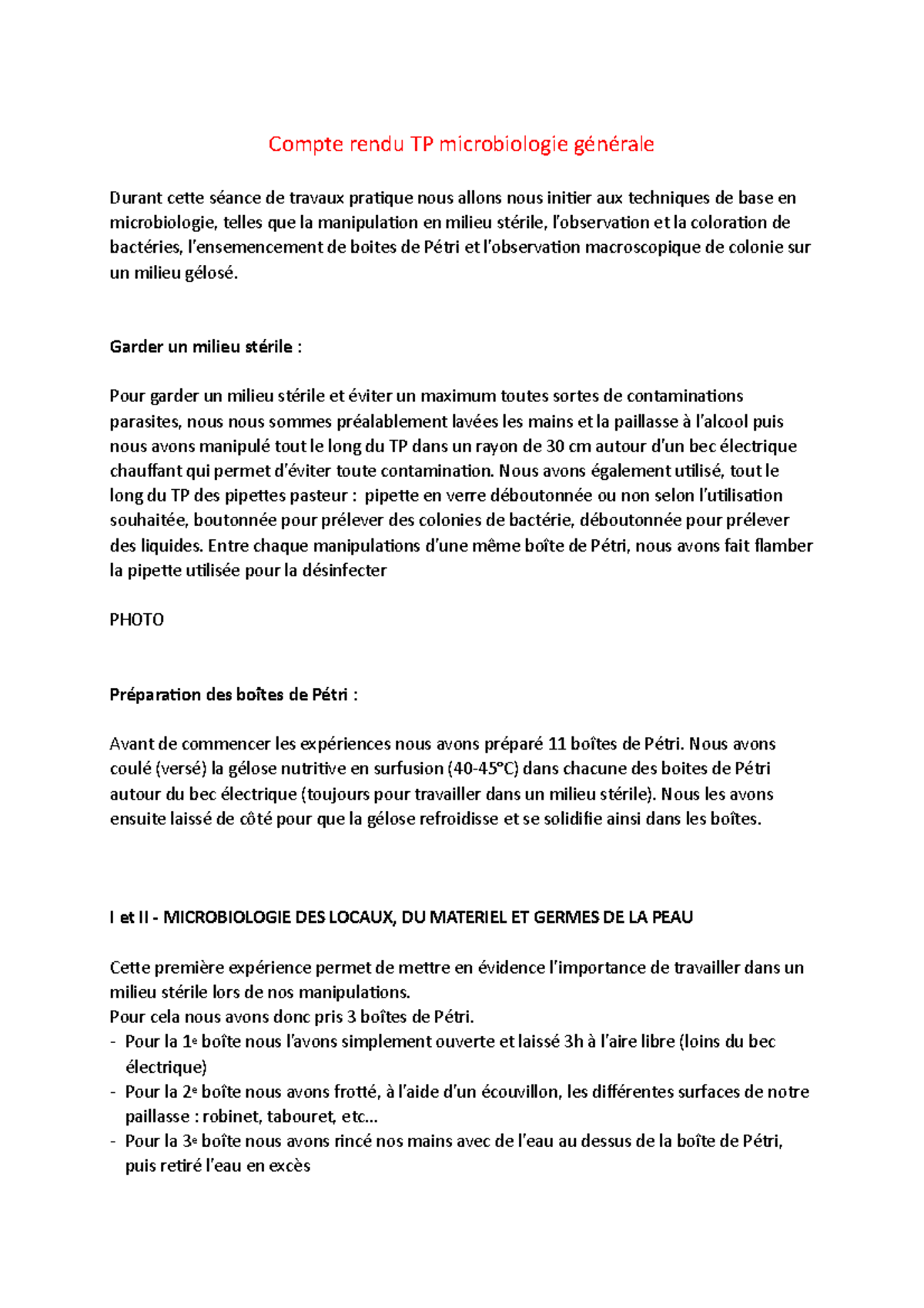 Compte rendu TP - microbiologie - Compte rendu TP microbiologie générale Durant ce6e séance de ...