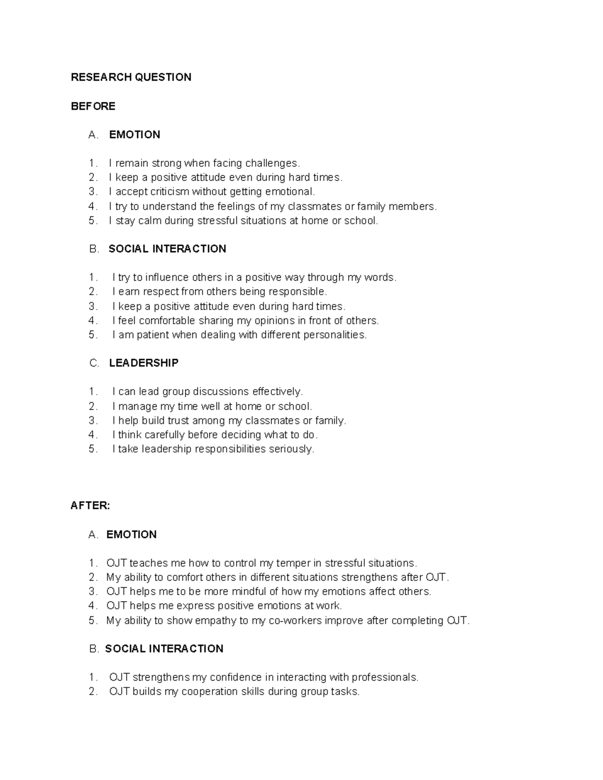 Emotional and Social Skills Development through OJT: A Study - Studocu
