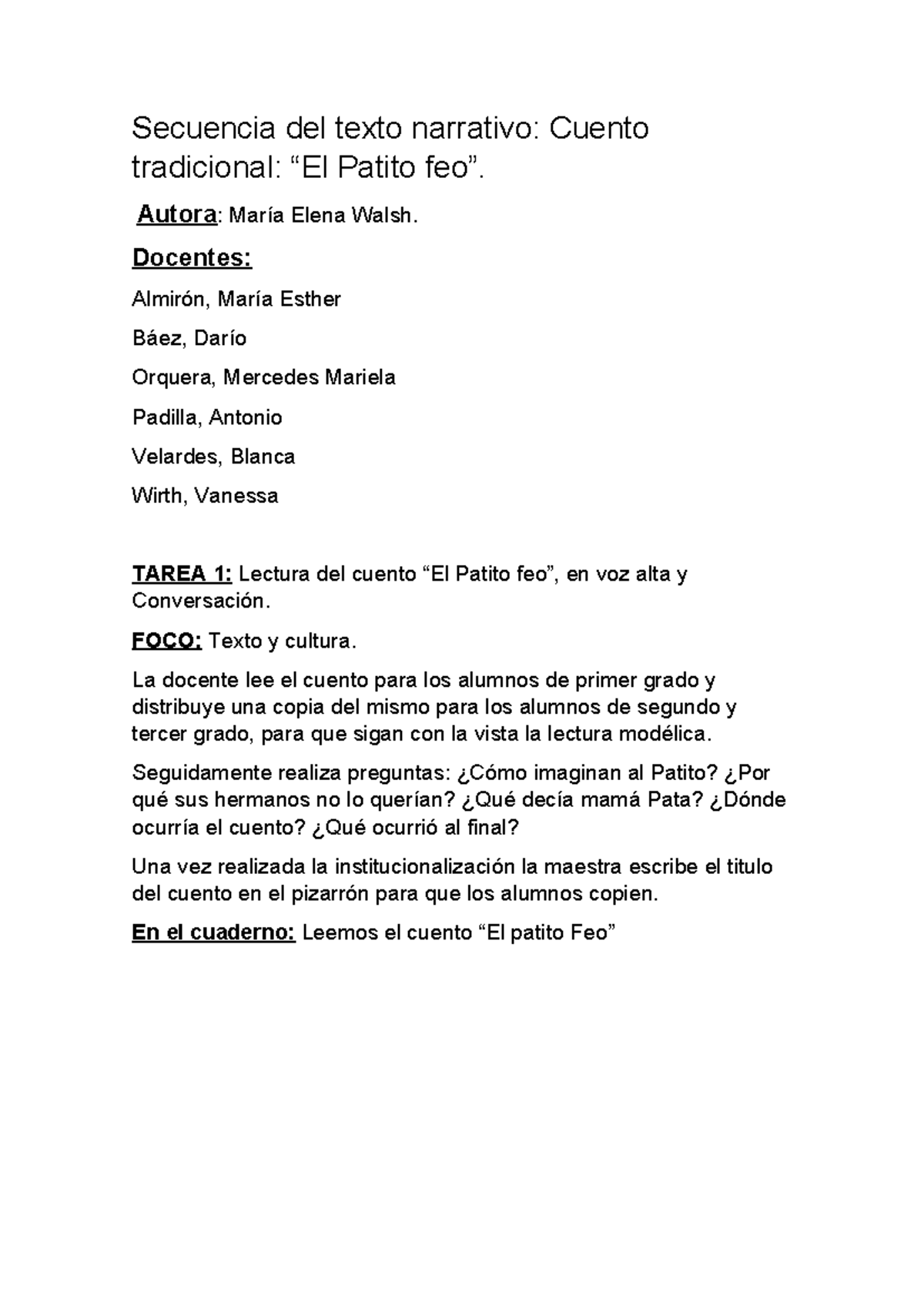 Secuencia Narrativa del Cuento "El Patito Feo" - Actividades y ...