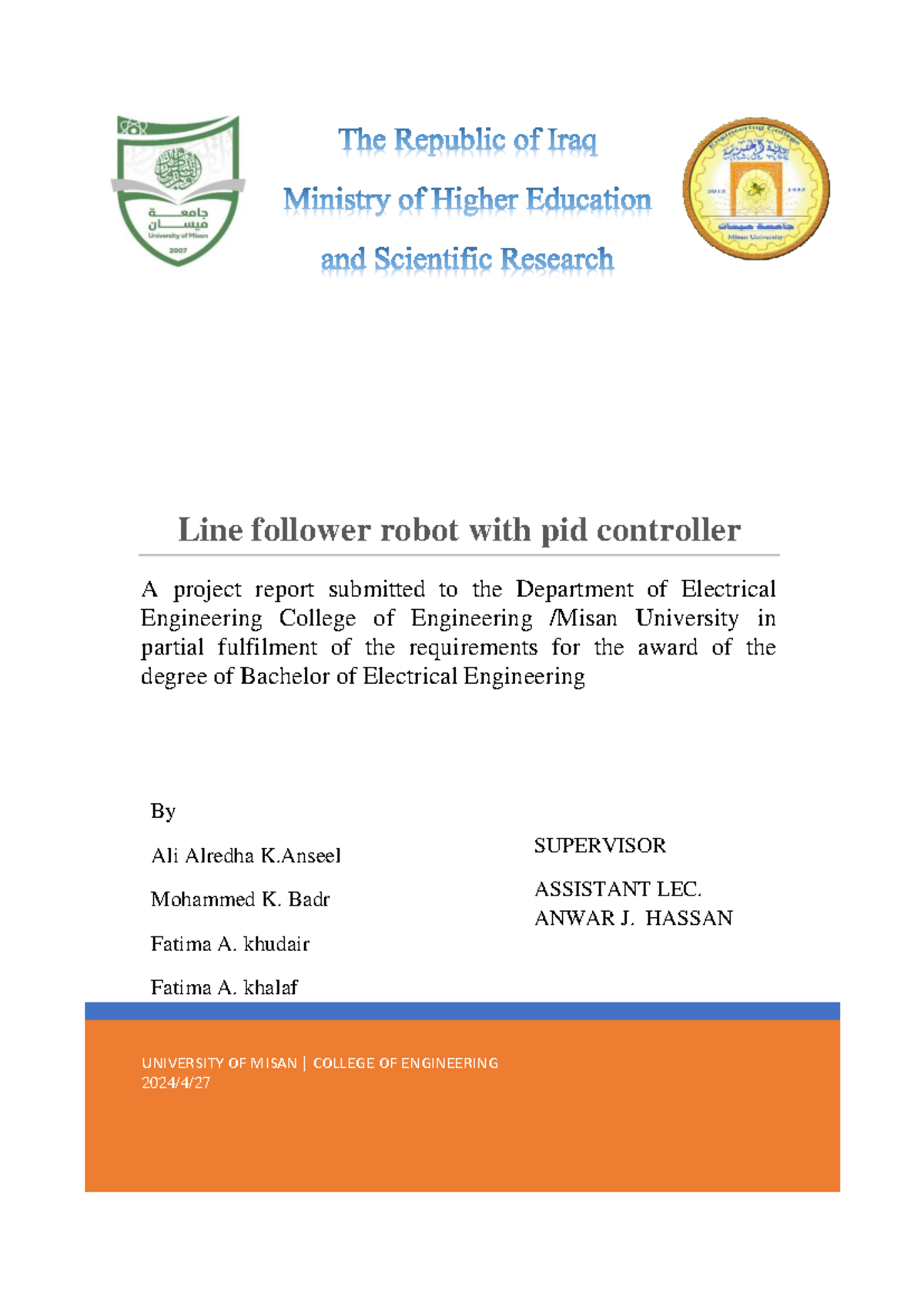 PID Controller for Line Follower Robot - Project Report EE 2023 - Studocu
