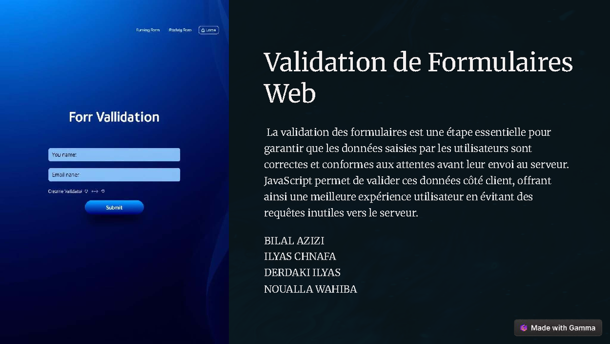 Validation de Formulaires Web avec JavaScript - Étude Complète - Studocu