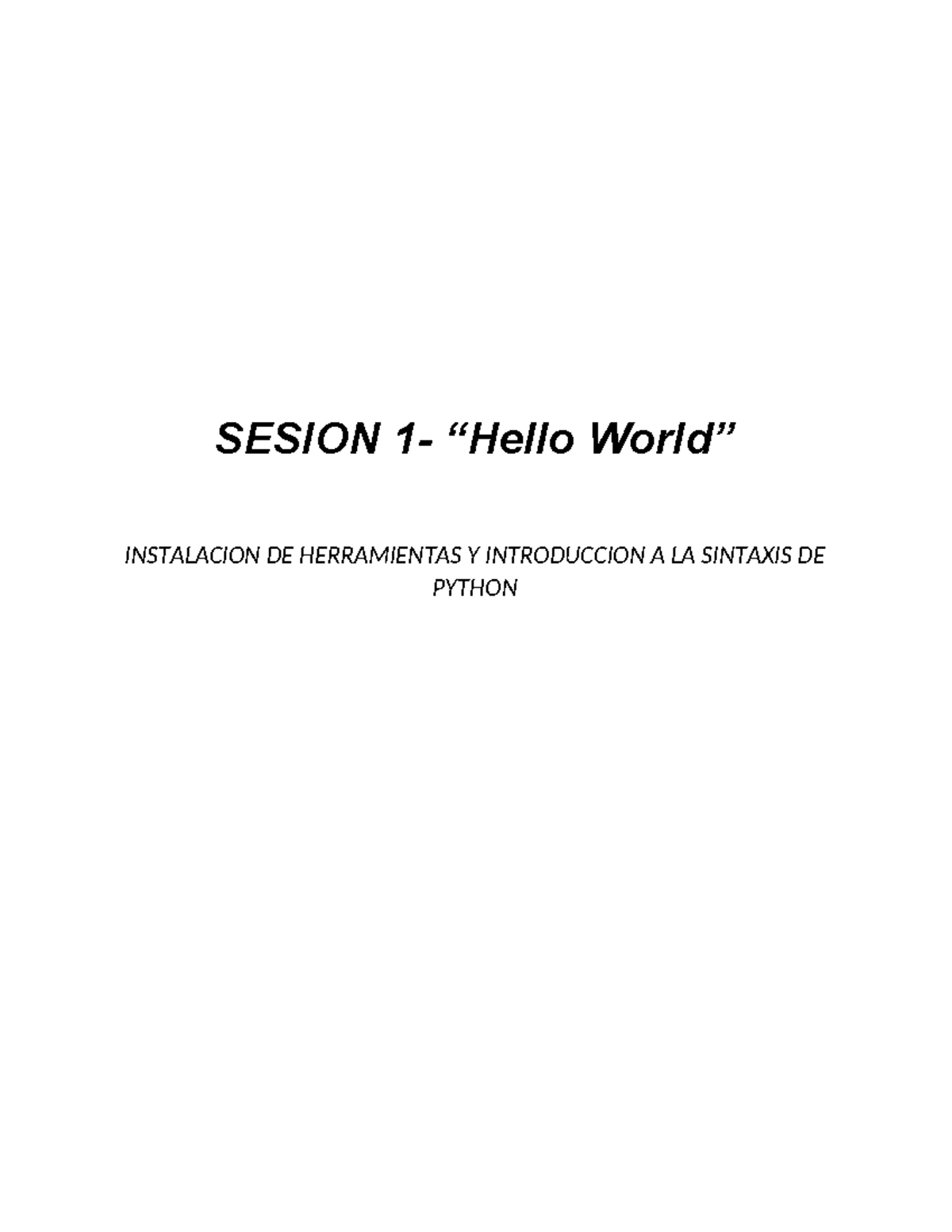 SESION 1: INSTALACION Y SINTAXIS BASICA DE PYTHON - Studocu