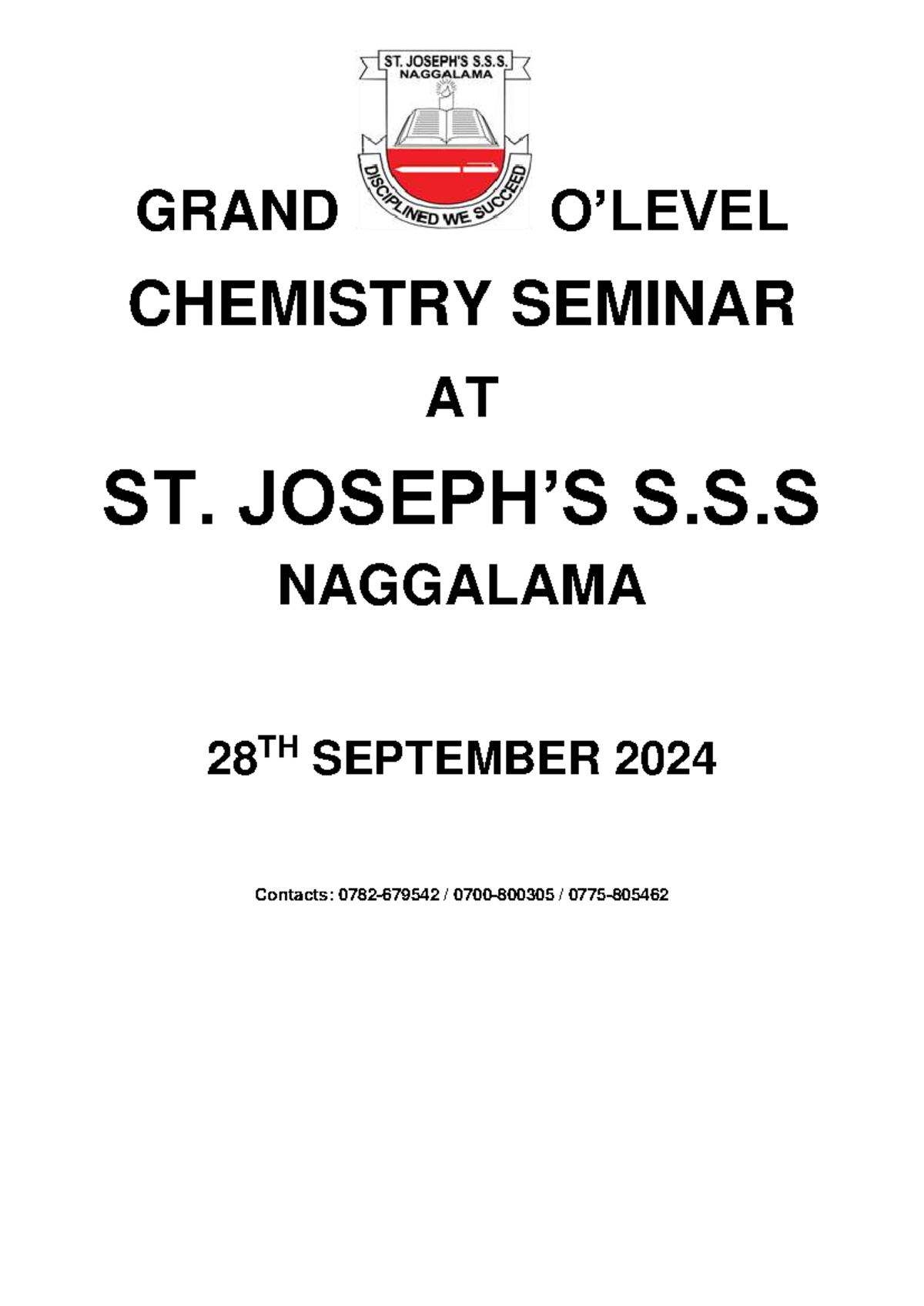 GRAND CHEMISTRY SEMINAR: APPLICATIONS & IMPACTS - S.S.S NAGGALAMA 2024 ...
