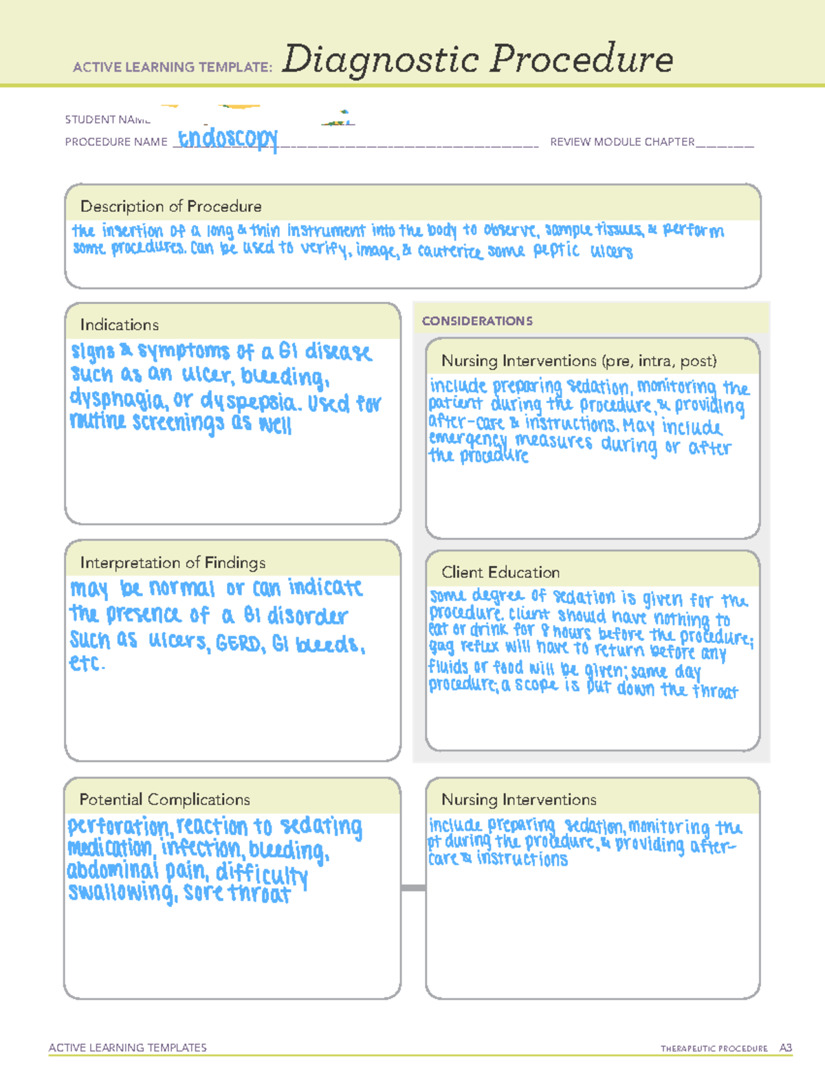Diagnostic procedure - endoscopy - ACTIVE LEARNING TEMPLATES ...