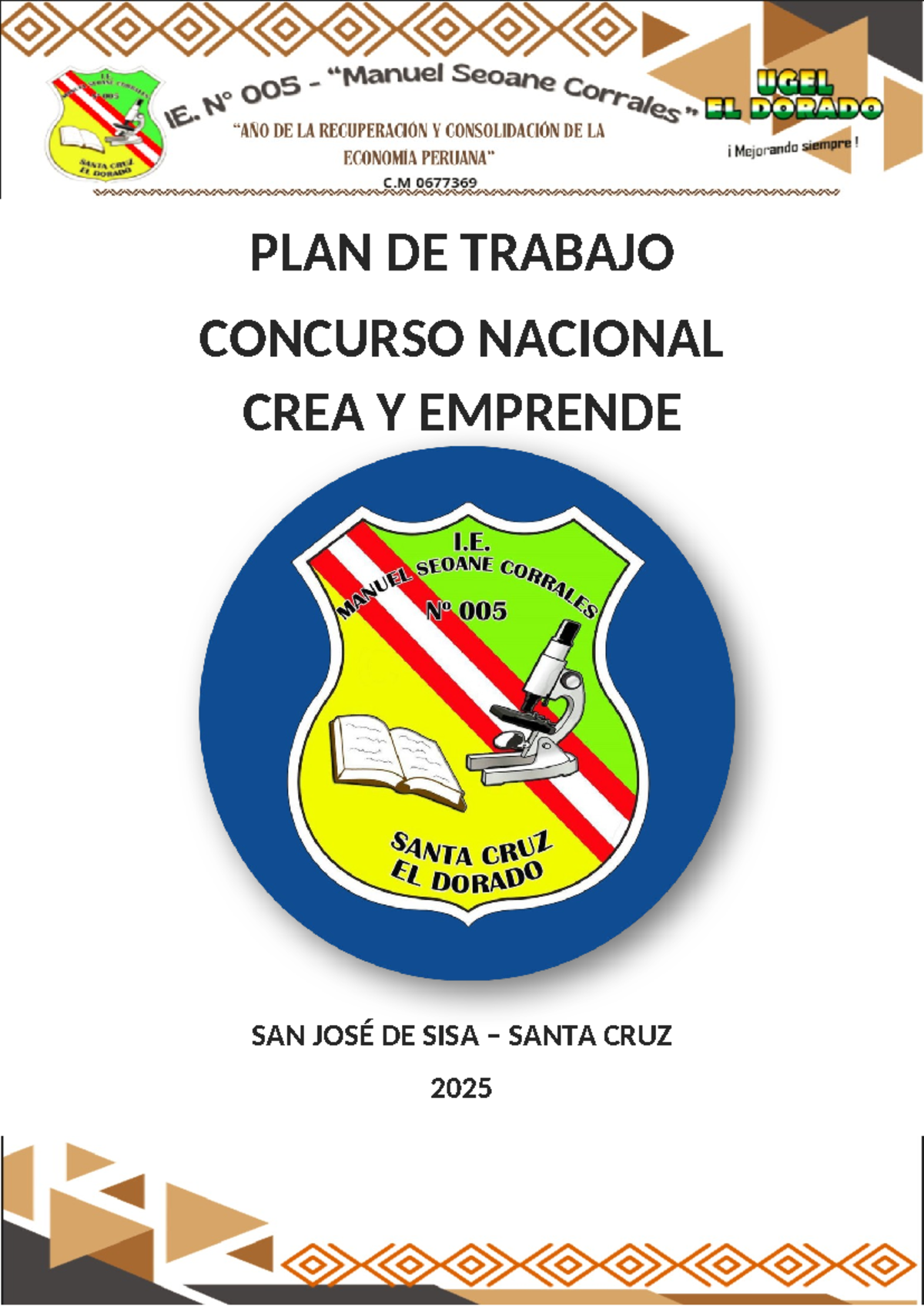 Plan de Trabajo para el Concurso Nacional Crea y Emprende 2025 - Studocu