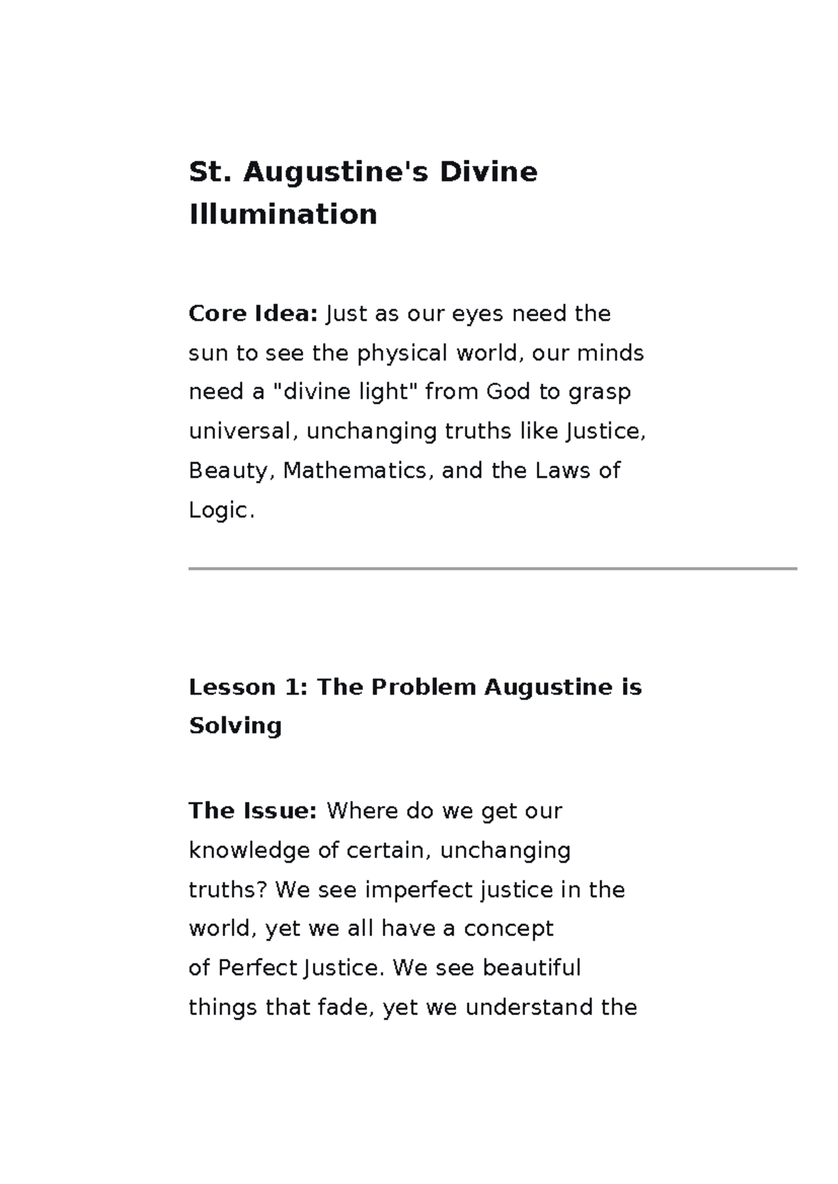 PHIL 101: Augustine's Divine Illumination - Key Concepts & Lessons ...