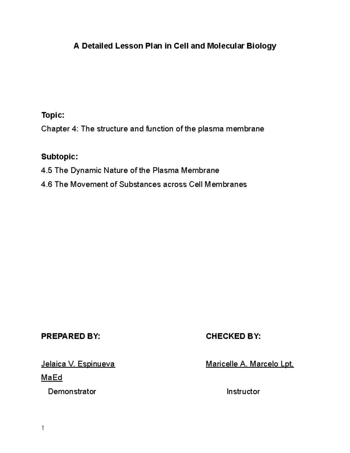 CMB_Lesson Plan: Understanding Plasma Membrane Dynamics - Studocu